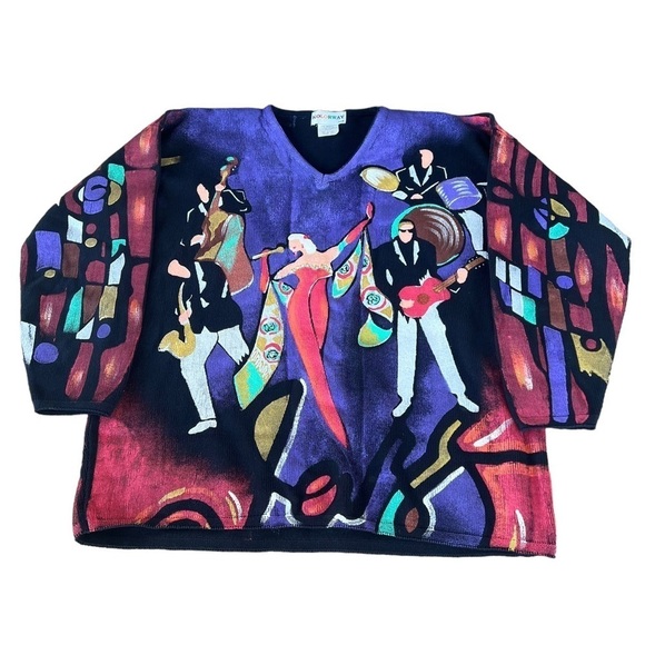 Kolorway | Sweaters | Vintage Kolorway Jazz Band Hand Painted Sweater ...